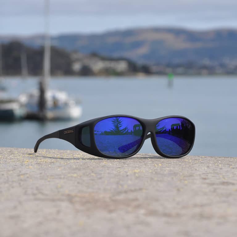 Slim Line (M) Black Polarised Blue Mirror - Cocoons Fitovers UK