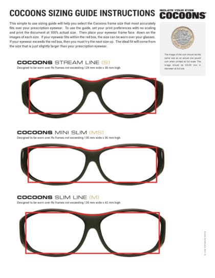 Fitovers Size Finder for Cocoons Sunglasses